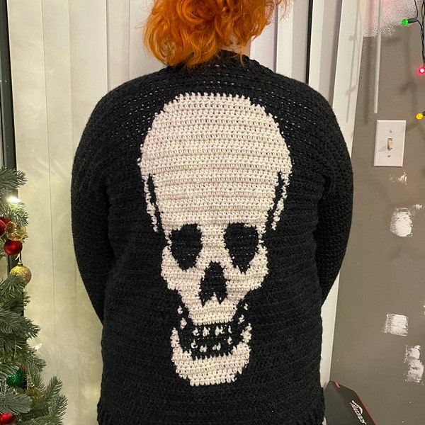 Crochet Skull Cardigan Pattern Crochet Sweater Pattern - Etsy