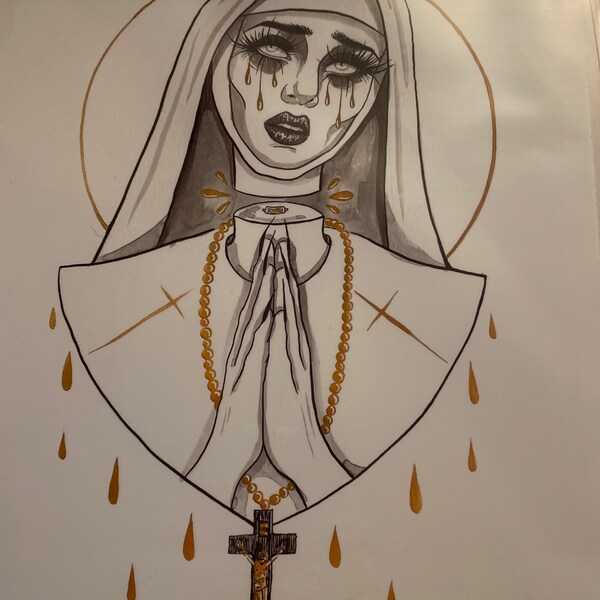 Headless Nun - Inktober Art Print - Etsy
