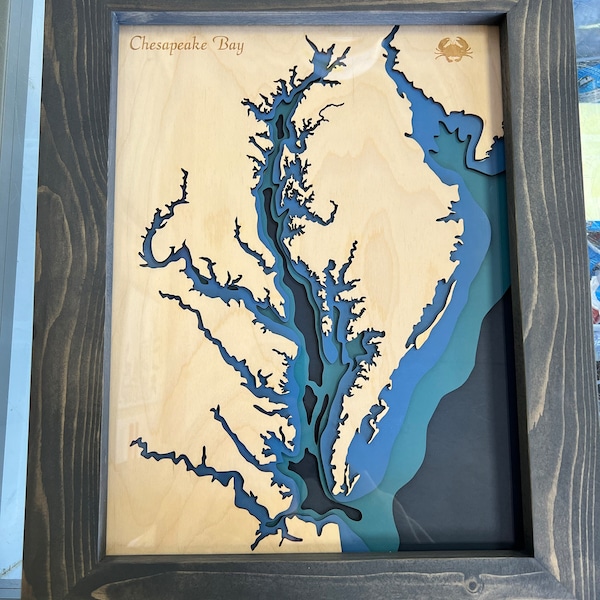 Layered Chesapeake Bay Map SVG | 6-layer Nautical Depth Map | Laser Cut ...