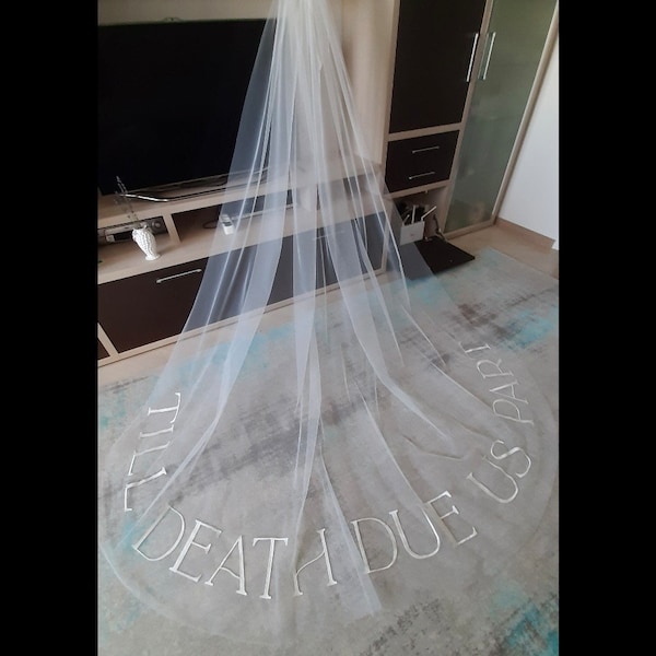 Custom Wedding Veil With Embroidered Text Wedding Veil Made to Order ...