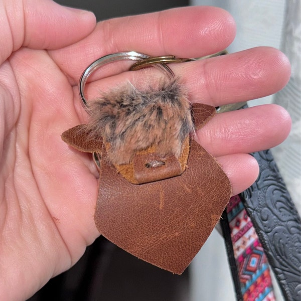 Highland Cow Keychain Vol. 2: Genuine Leather Cattle Key Fob, Handbag ...