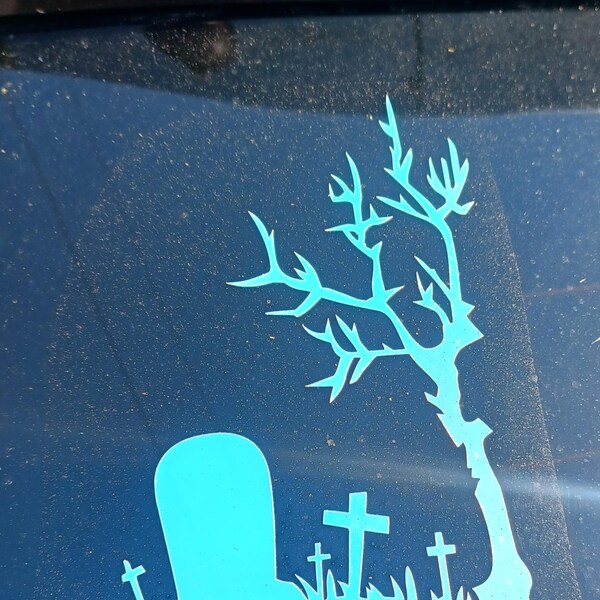 Creepy Graveyard Decal | Halloween Decal | Graveyard Sticker | Holiday ...