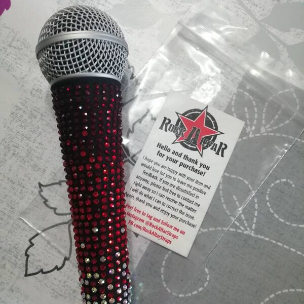 Rhinestone Striped Microphone Sleeve Cover for Wireless Mics Rainbow ...