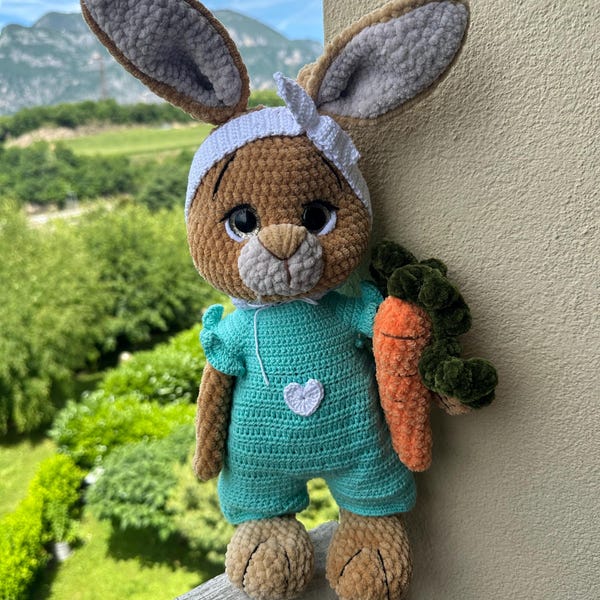 Crochet Bunny Outfit Pattern: Amigurumi Clothes, Jumpsuit & Headband ...