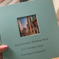 Small Personalised Traditional Book Bound Linen Photo Album With Opaque ...