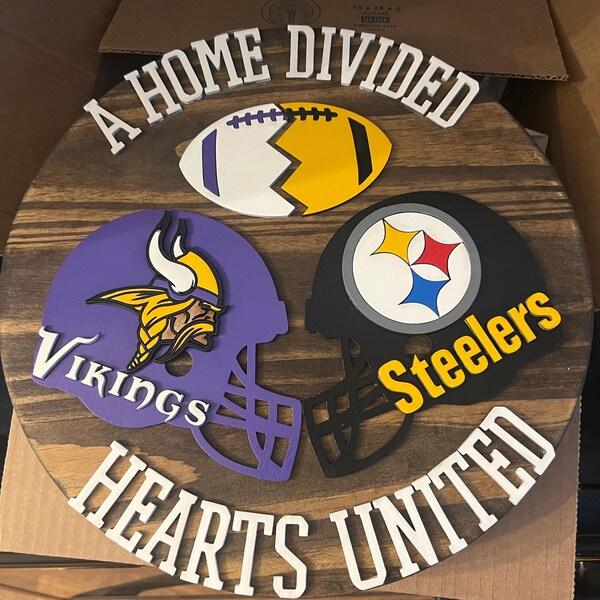 Home Divided Football Team Sign House Divided Sports Team Sign Wood ...