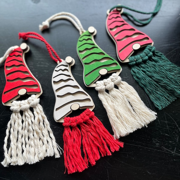Gnome Ornament Macramé Beard | Gnome Ornament SVG | Christmas Gnome ...
