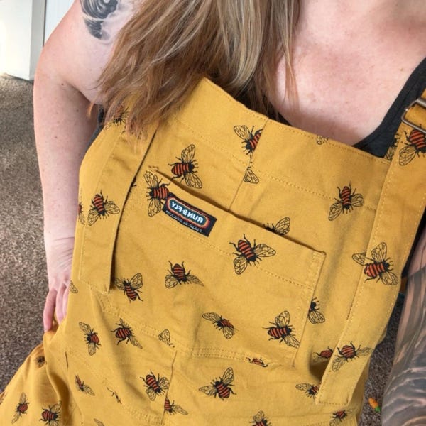 Run & Fly, Dungarees, Bees Print, Yellow, Unisex, Overalls, Festivals ...