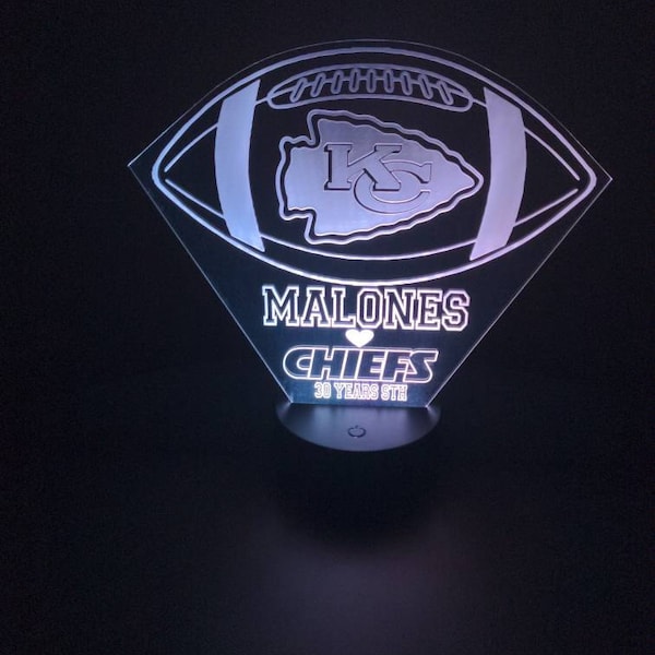 Kansas City Chiefs, LED Football Sports Fan Lamp, Custom Made Night ...