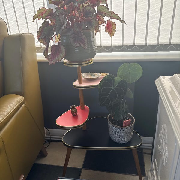 1950s German Plant Stand, Colorful Vintage Mid-century Minimalist ...