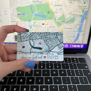 Metal Wallet Card With Map & Caption. Christmas Gift for - Etsy
