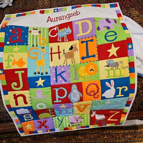 Personalized Baby Quilt - Alphabet Quilt - Heirloom Keepsake for New ...