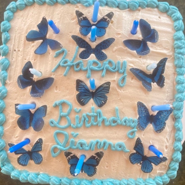 Cakeshop 12 X PRE-CUT Blue Butterfly Edible Cake Toppers BT065 - Etsy