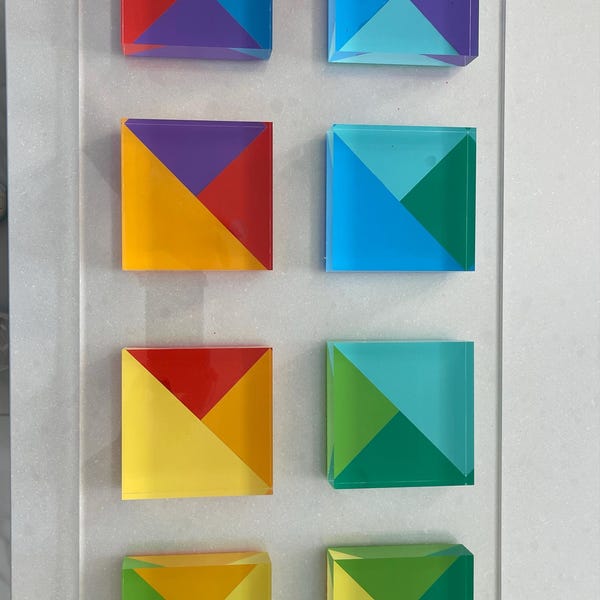 Large Acrylic Panel With Colorful Clear Blocks | Choose Size and Color ...