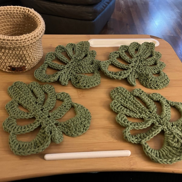 Monstera Leaf Coasters Crochet Pattern, Video Tutorial and PDF Download - Etsy