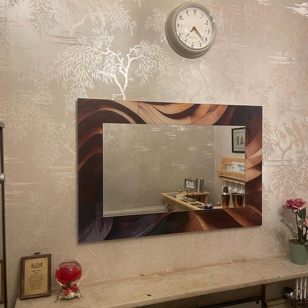 Black & White Marble Theme Wall Mirror Decor, Bathroom Mirror, Round ...