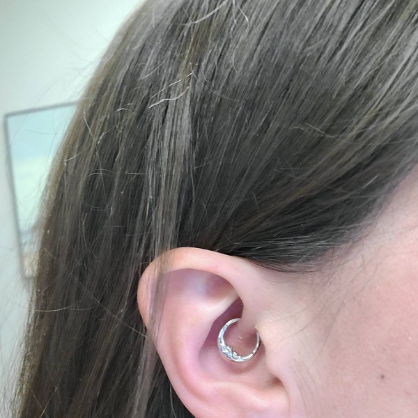 7mm 14K & 9K Solid Gold Moon Daith Ring, 18 Gauge / 1 Mm Daith Hoop ...