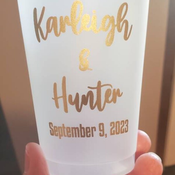 Custom Wedding Cups, Reception Bar Frosted Cups, Personalized ...