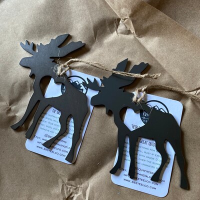 Moose Metal Christmas Ornament Made From Raw Sustainable Recycled Steel ...