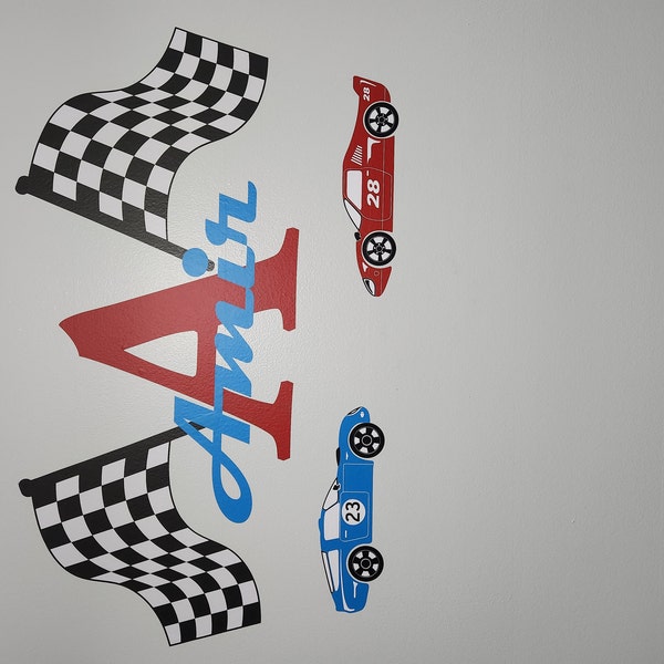 Custom Racing Name Wall Decal for Boys,speedy Race Flag Wall Sticker ...