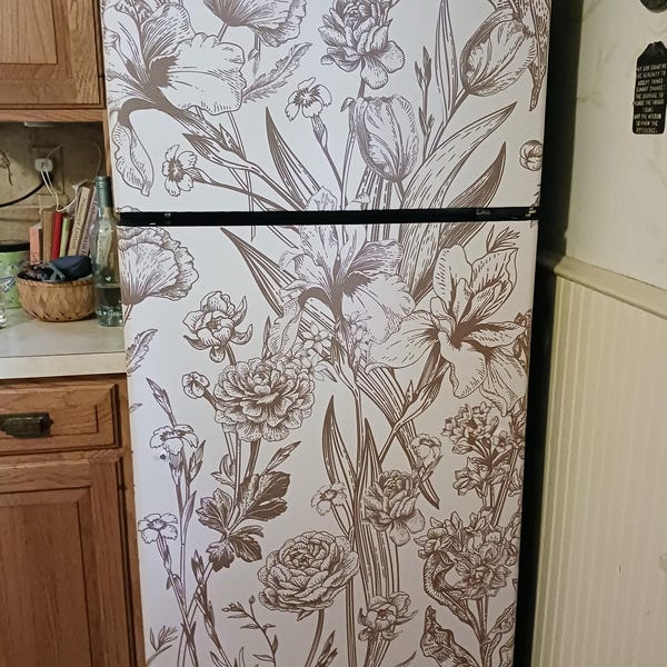 Refrigerator Wrap. Custom Sizes. Refrigerator Cover Retro Floral ...