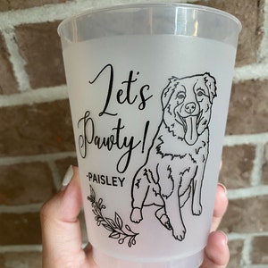 Custom Pet Illustration Dog or Cat 12oz or 16oz Frosted Unbreakable ...