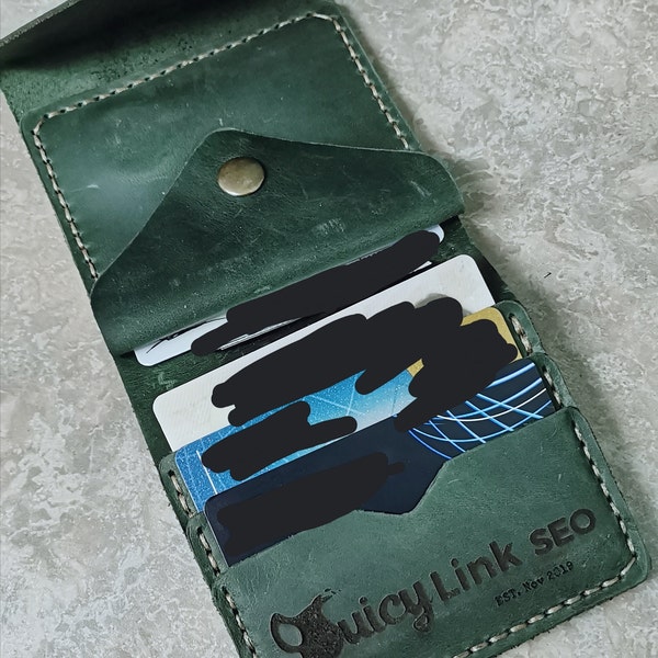 Green Mini Envelope Wallet | Leather Women's Wallet | Small Wallet ...