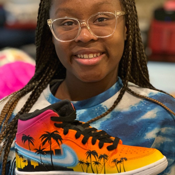 Custom Nike Air Jordan 1 "tropical Summer" - Sneaker Sunset With Palm ...