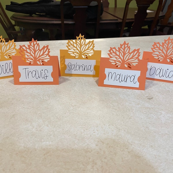 Maple Leaf Place Card SVG, Wedding Place Card Autumn Template ...