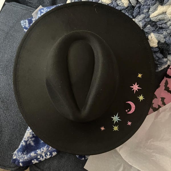 Wide Brim Hat, Witch Hat, Moon Hat, Goth Hat - Etsy