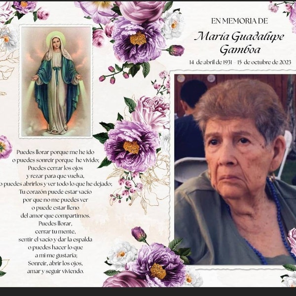 PRINTABLE | Mexican Flower Embroidery Spanish Memorial Card Folded Card ...