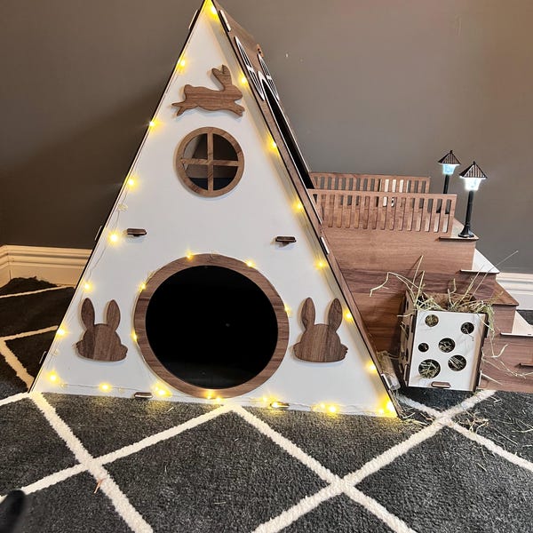 Bungalow Rabbit House,indoor Rabbit Castle, Rabbit Furniture, Extra ...