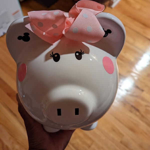 Personalized Piggy Bank: Minnie Mouse Piggy Bank, Piggy Banks for Girls ...