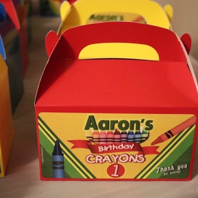Crayon Birthday Colorful Party Goody Loot Boxes Favors, With PHOTO or ...