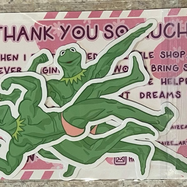 Buff Kermit the Frog Stickers | Original Vinyl Sticker Water Bottle ...