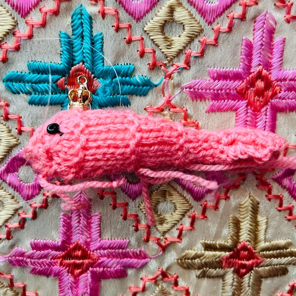 Cornish Knitted Santa Prawn- Shrimp Coloured Prawn - Etsy