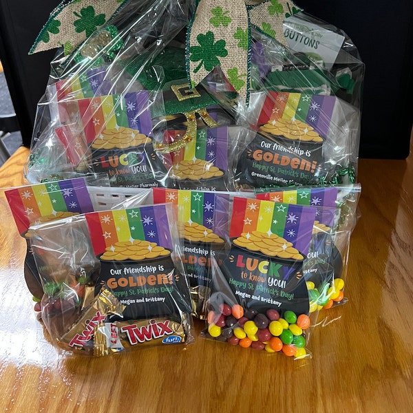 Pot of Gold Rainbow Gift Tags, INSTANT EDITABLE DOWNLOAD, St Patricks ...