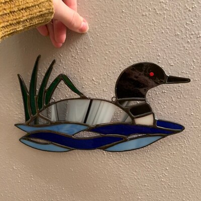 Stained Glass Loon With Reeds Suncatcher - Etsy Canada