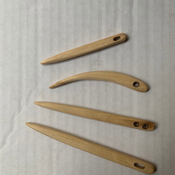 Set of 4 Nalbinding Needles, Set of Wooden Needles, Curved Needle, Two ...