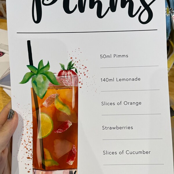 Personalised Watercolour Cocktail Menus A3 - Etsy UK