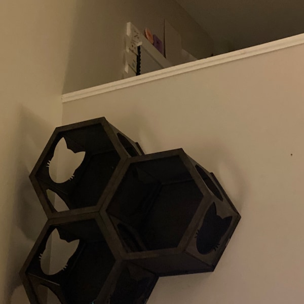 Cat Hexagon Shelves, Wood Wall Furniture for Cats, Wall Mount Shelf ...