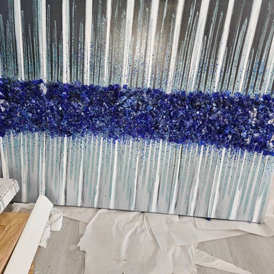 Gunmetal Panel Set, Pretty Black and White Gray Paintings, Glass Wall ...