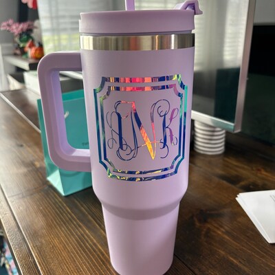 Stanley Cup Decal, Shadow Block Monogram, Sticker for Tumbler, - Etsy