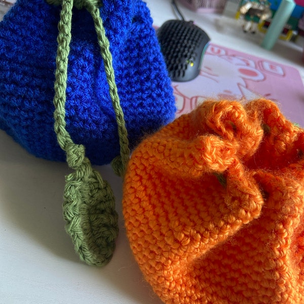 Crochet Orange Bag PATTERN, Drawstring Bag PATTERN, Crochet Drawstring ...