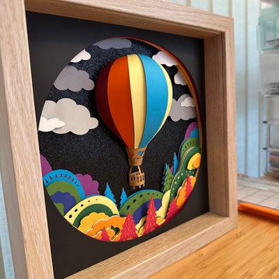 Hot Air Balloon SVG Shadow Box Template, Cardstock Project for Cricut ...