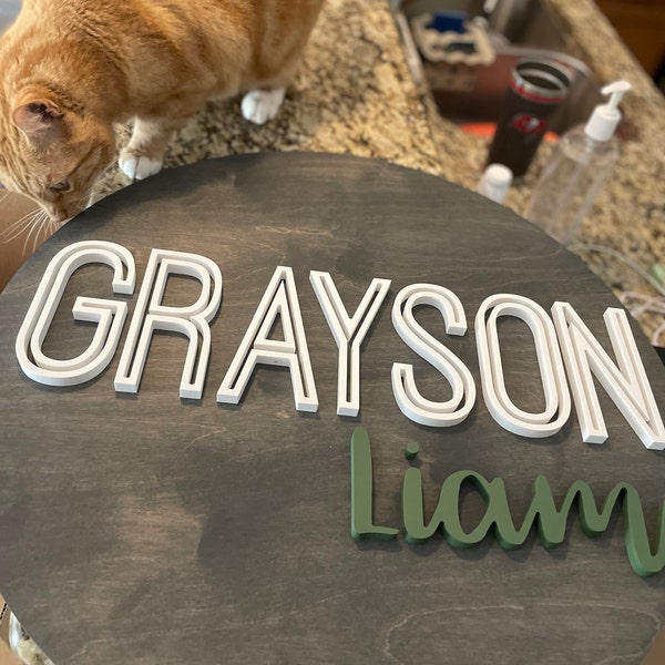 Customized Baby Name Sign, 12-36 Inch, Baby Shower, Round Plaque ...