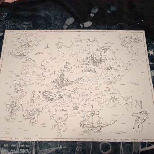 24"x18" Hand-drawn, Custom Fantasy Map for Your TTRPG World - Etsy