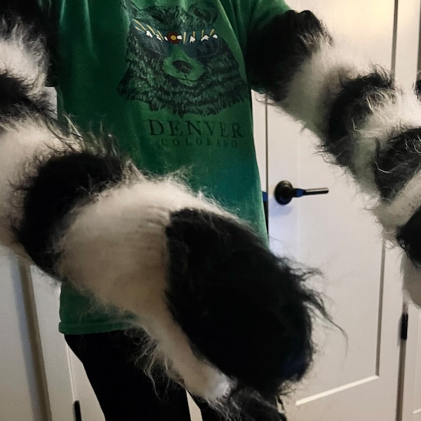 MOHAIR Hand Knitted BLACK & WHITE Gaiters Legwarmers Legging Spats ...