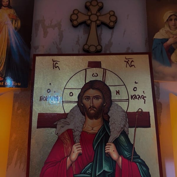 Triptych Christian Icon of Virgin Mary gorgoipikoos and Archangels With Aging Technique ...