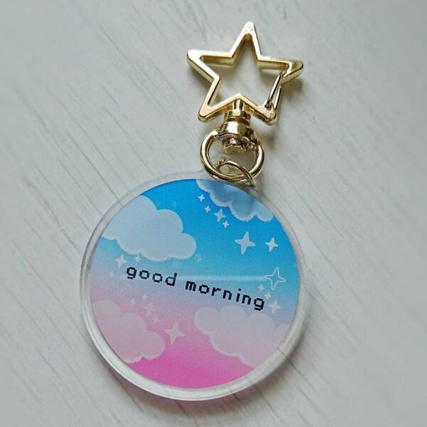 Good Morning Good Night Double Sided Acrylic Keychain - Etsy